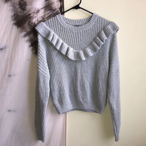 Blank NYC | Sweaters | Blank Nyc Sweater M Ruffled Yoke Crewneck Dolman ...